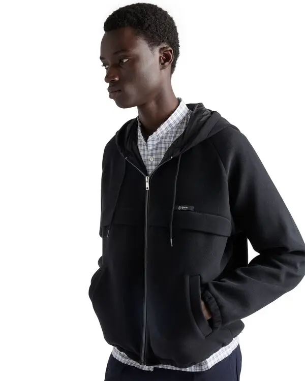 Prada Hooded Technical Fabric Blouson Jacket - Black