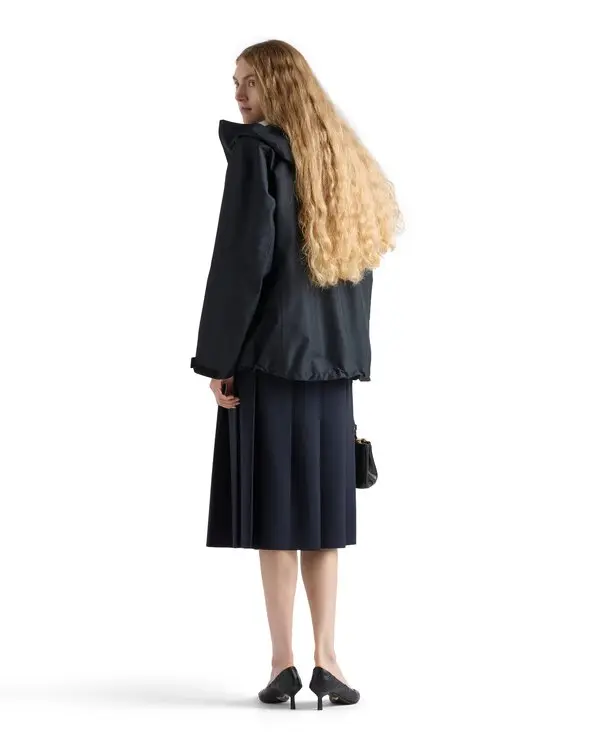 Prada Hopsack And Technical Fabric Midi-skirt - Blue
