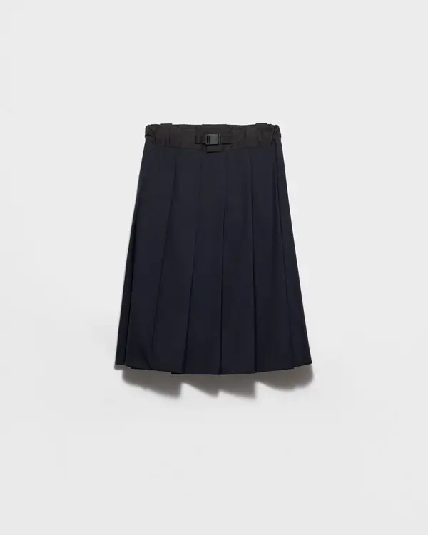 Prada Hopsack And Technical Fabric Midi Skirt