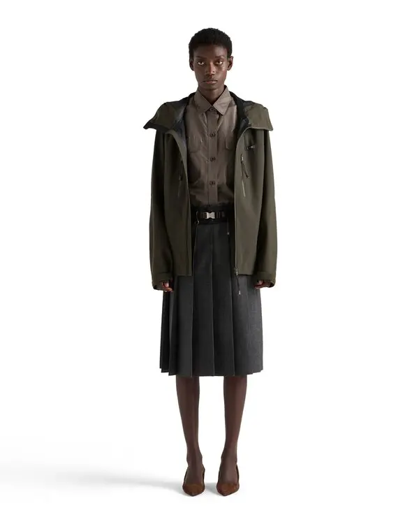 Prada Pleated Hopsack Skirt