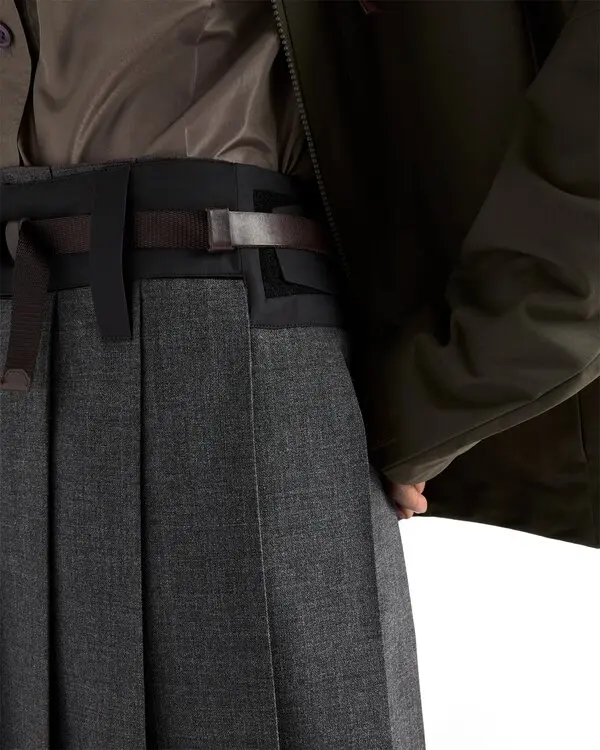 Prada Pleated Hopsack Skirt