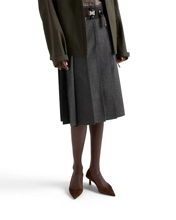 Prada Pleated Hopsack Skirt