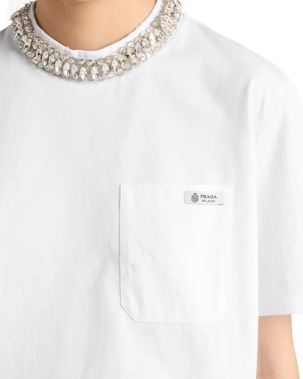 Prada Embroidered Jersey T-shirt