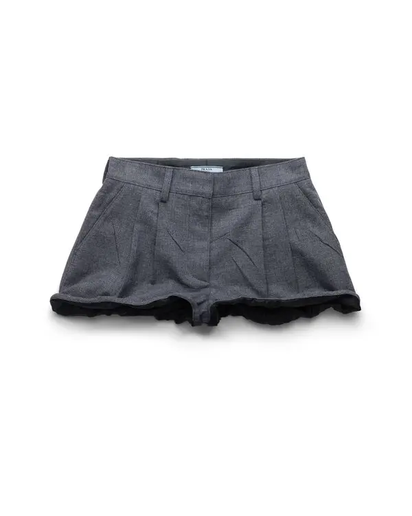 Prada Grisaille And Antiqued Satin Shorts - Grey