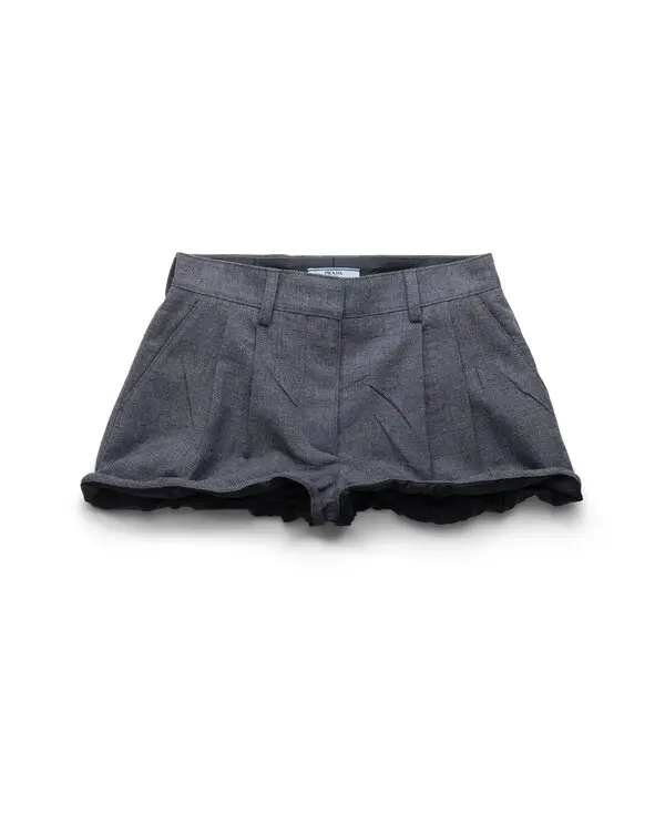 Prada Grisaille And Antiqued Satin Shorts - Grey