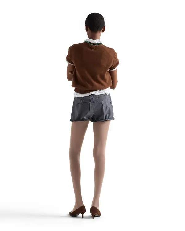 Prada Grisaille And Antiqued Satin Shorts - Grey