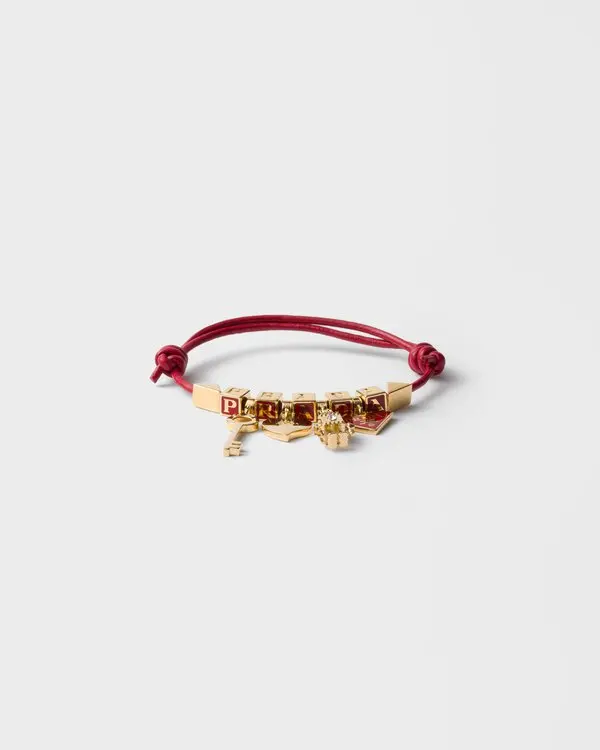 Prada Nappa Leather And Metal Bracelet - Red