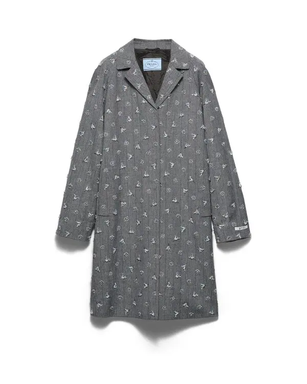 Prada Single-breasted Embroidered Pinstripe Coat