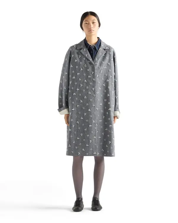 Prada Single-breasted Embroidered Pinstripe Coat