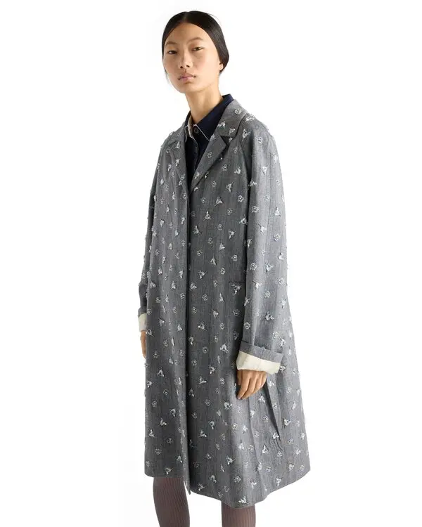 Prada Single-breasted Embroidered Pinstripe Coat