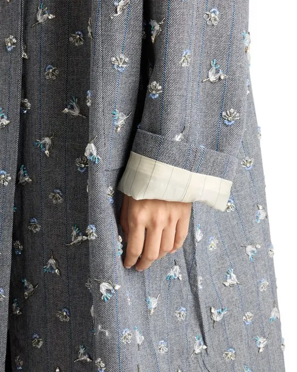 Prada Single-breasted Embroidered Pinstripe Coat
