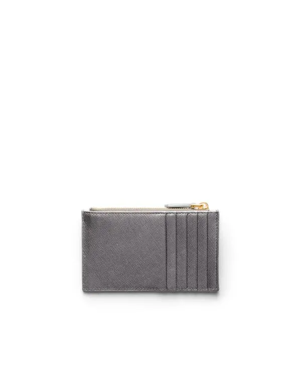 Prada Saffiano Leather Card Holder - Gold/silver