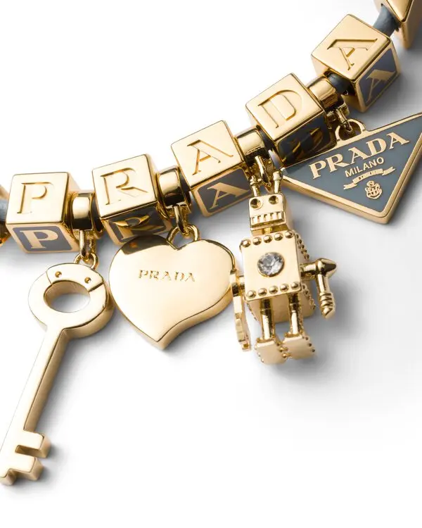 Prada Nappa Leather And Metal Bracelet