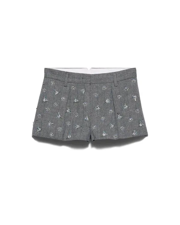 Prada Pinstripe Wool Shorts - Grey