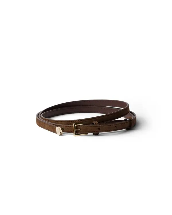 Prada Suede Belt - Brown