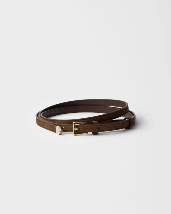 Prada Suede Belt - Cocoa Brown