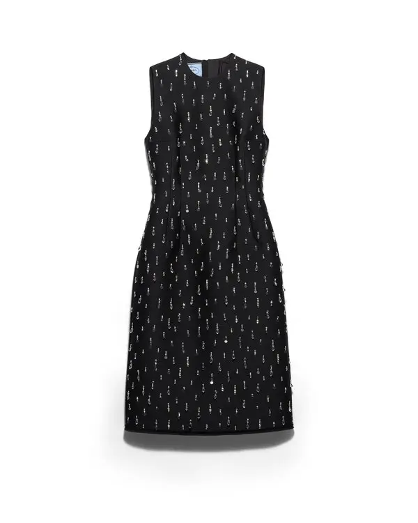 Prada Embroidered Scuba Sheath Dress