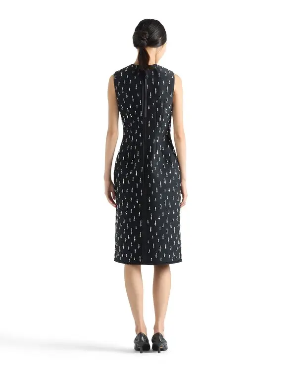 Prada Embroidered Scuba Sheath Dress