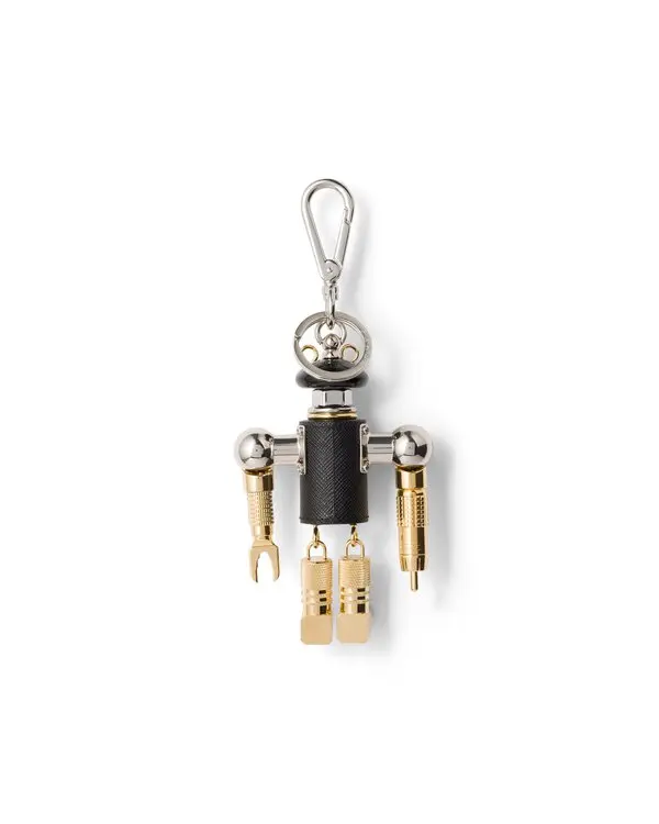 Prada Robot Saffiano Leather Key Ring Charm