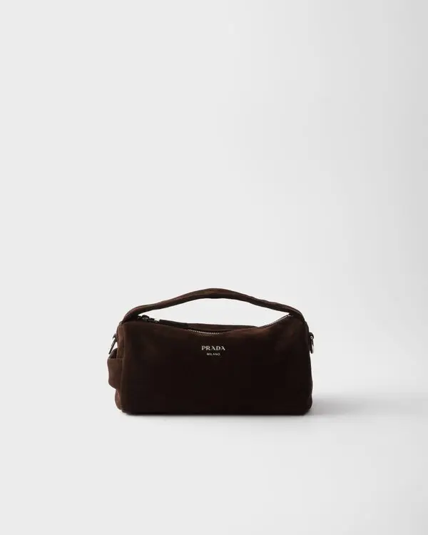 Prada Suede Shoulder Bag - Dark Brown