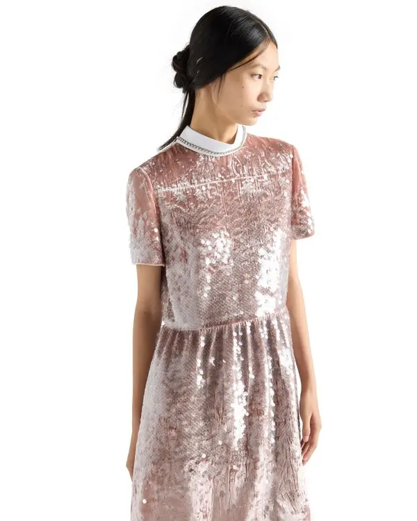 Prada Sequined Velvet Mini-dress