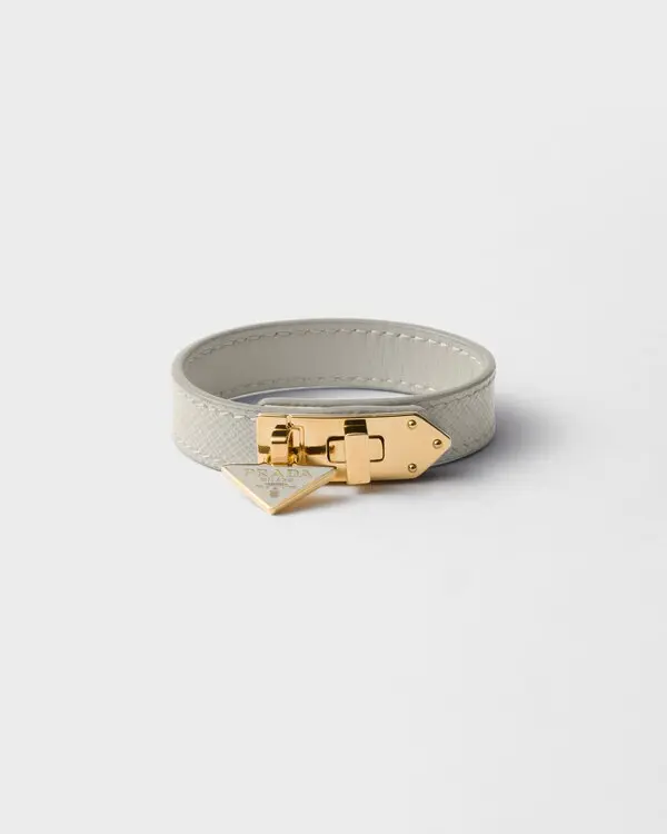 Prada Saffiano Leather Bracelet - Chalk White
