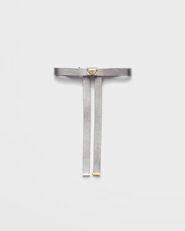 Prada Nappa Leather Hair Clip - Chrome