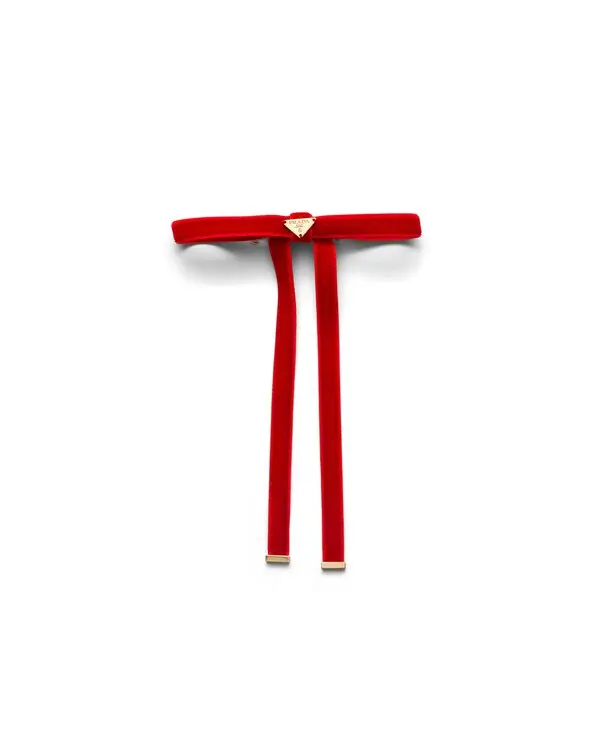 Prada Velvet Hair Clip - Red