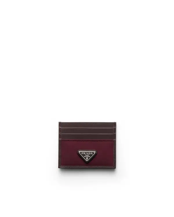 Prada Speedrock Re-nylon And Leather Card Holder - Red