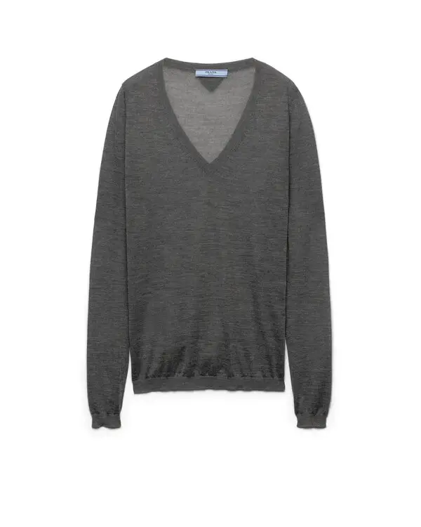 Prada Cashmere And Silk V-neck Sweater - Grey