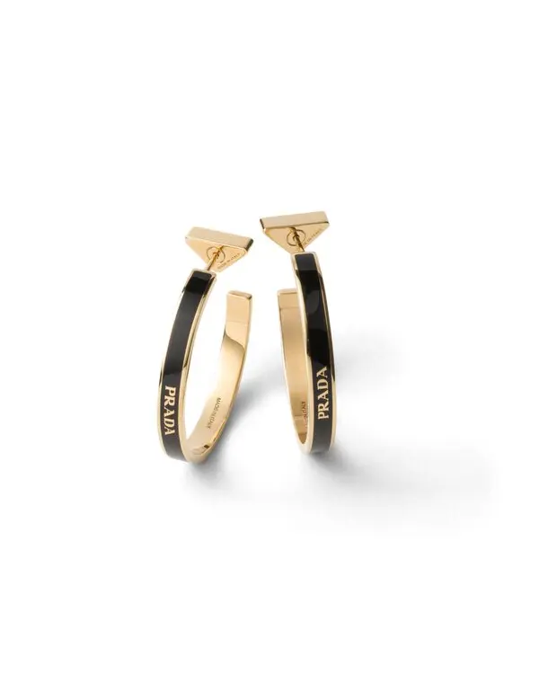 Prada Metal Hoop Earrings - Black