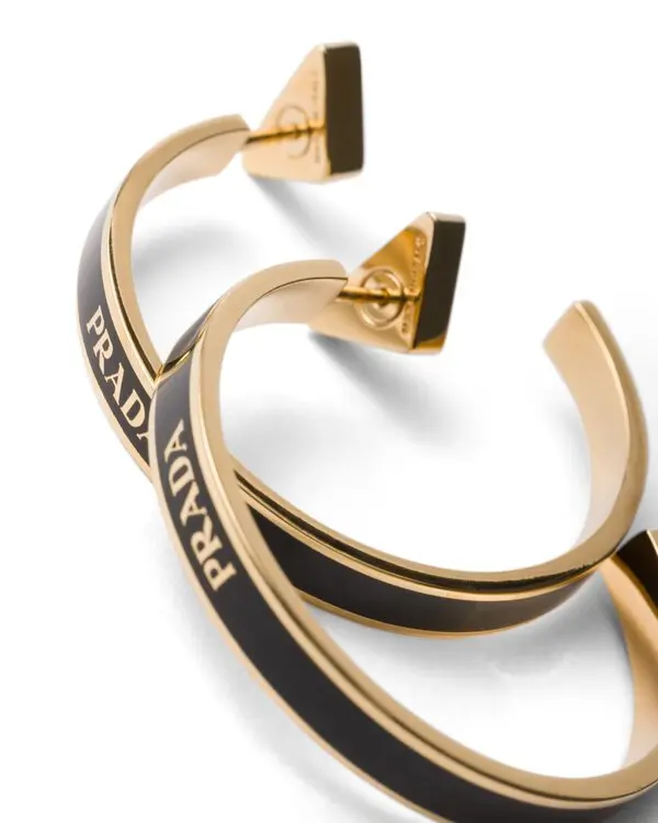 Prada Metal Hoop Earrings - Black