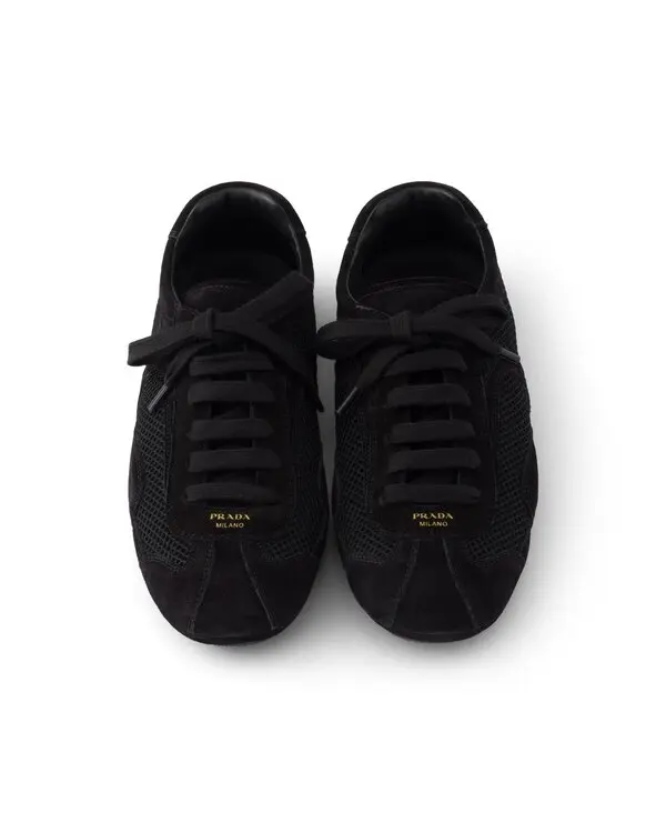Prada Re-edition 2005 Suede And Mesh Sneakers - Black
