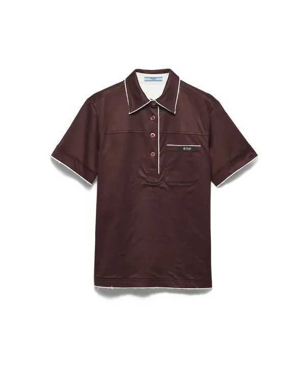 Prada Lisle Cotton Polo Shirt - Brown