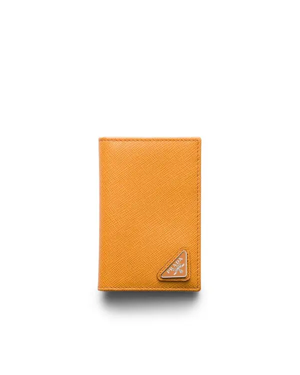 Prada Saffiano Leather Card Holder - Orange