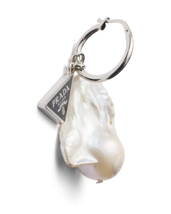 Prada Metal And Pearl Earrings