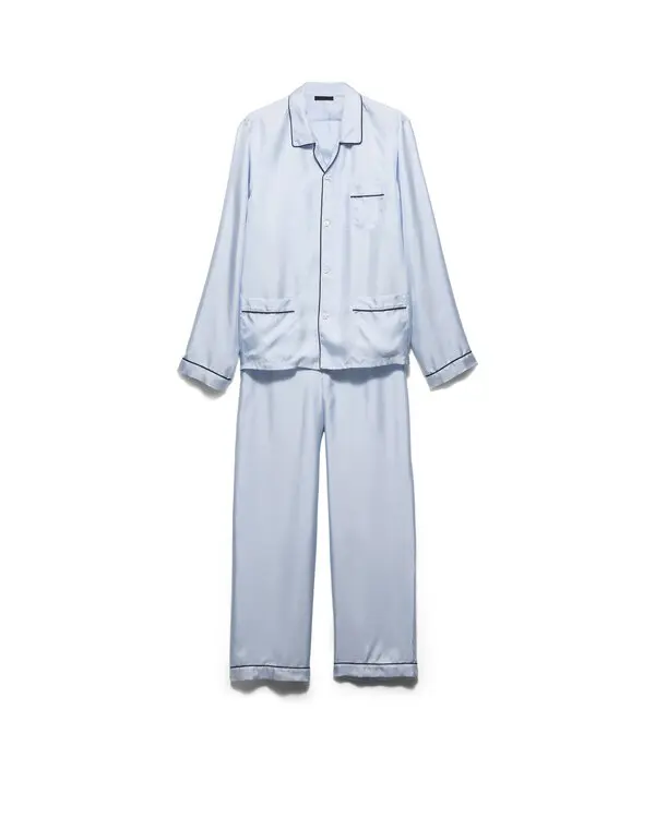 Prada Silk Twill Pajamas - Light Blue