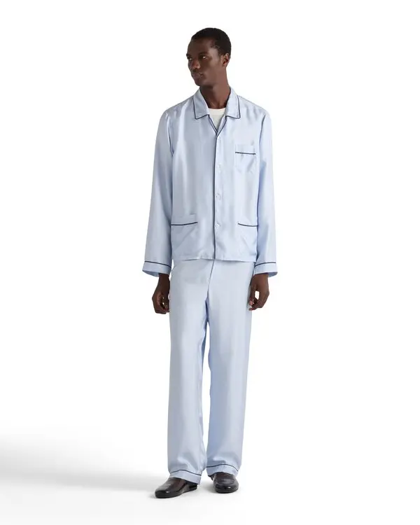 Prada Silk Twill Pajaas - Light Blue