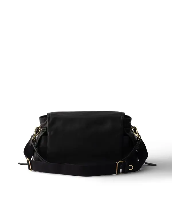 Prada Large Nappa Leather Shoulder Bag With Flap - Black