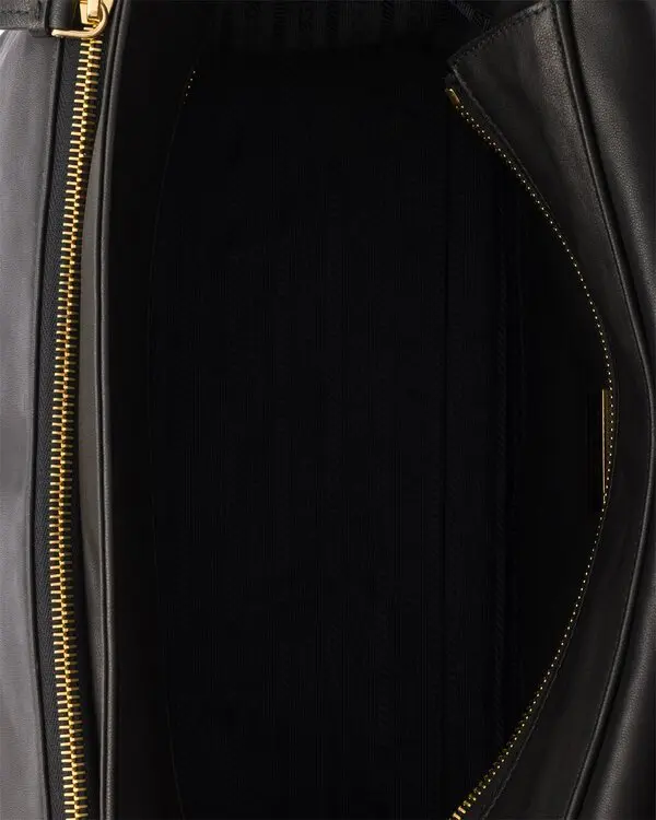 Prada Large Nappa Leather Shoulder Bag With Flap - Black