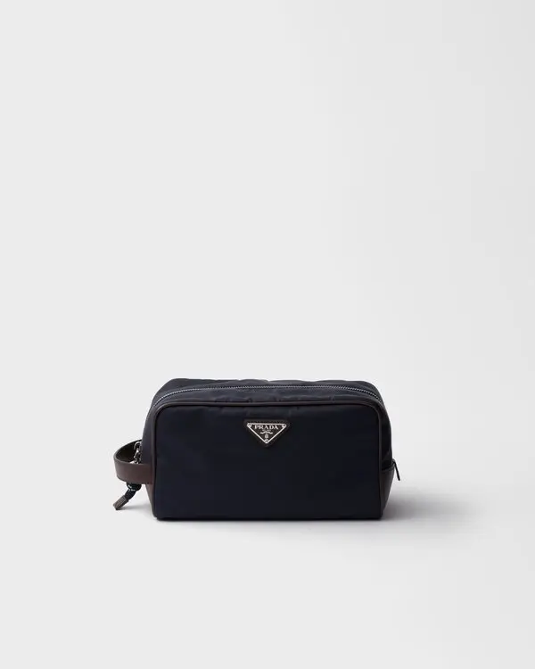 Prada Speedrock Re-nylon And Leather Pouch - Navy
