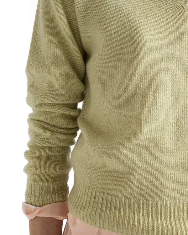 Prada Wool And Cashmere V-neck Sweater - Green