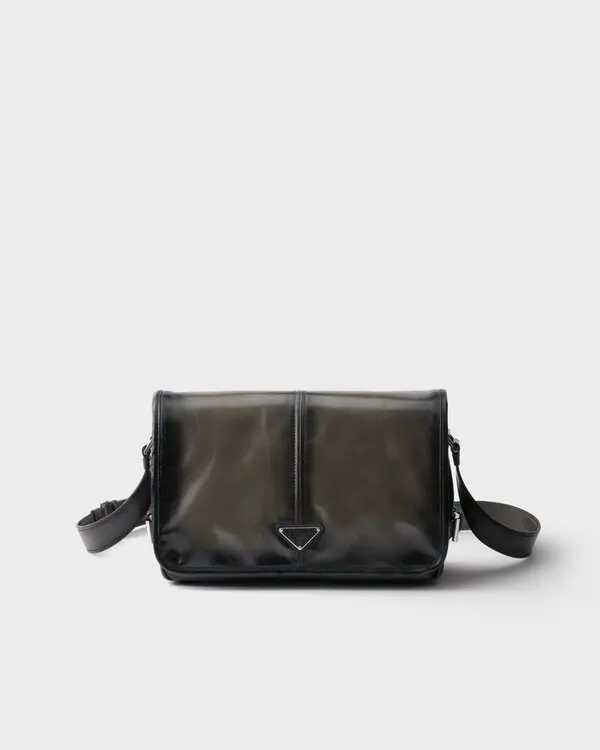 Prada Antiqued Leather Shoulder Bag - Military