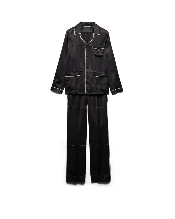 Prada Vintage-look Satin Pajamas - Black