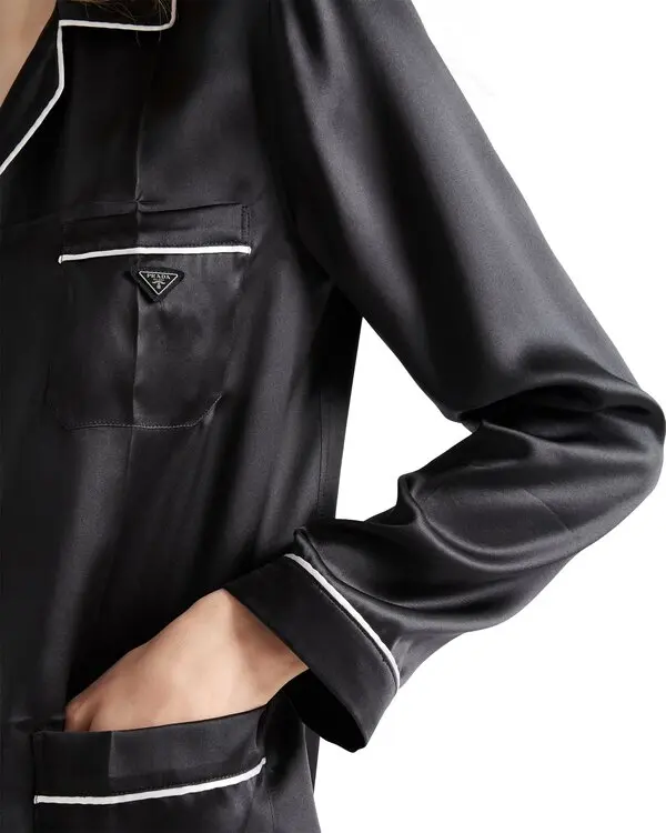 Prada Vintage-Look Satin Pajamas - Black | Editorialist
