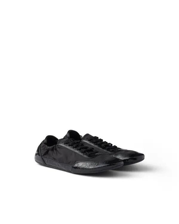 Prada Collapse Re-nylon And Leather Sneakers - Black