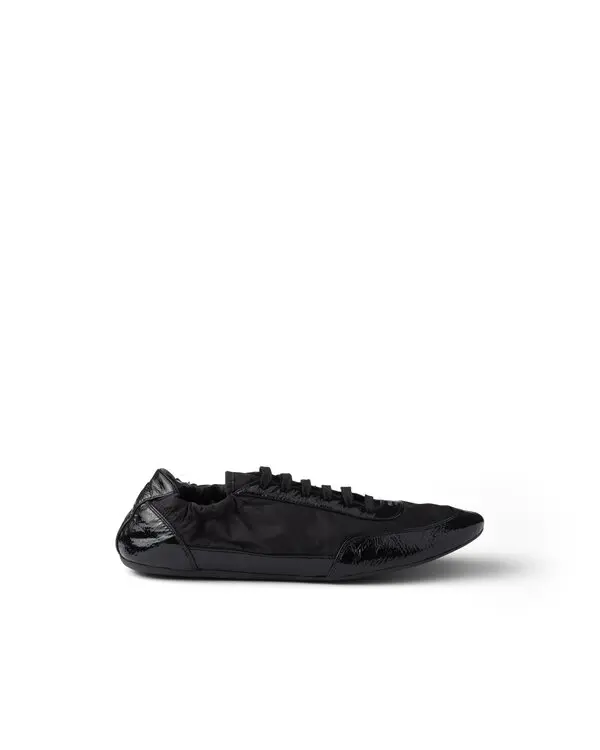 Prada Collapse Re-nylon And Leather Sneakers - Black