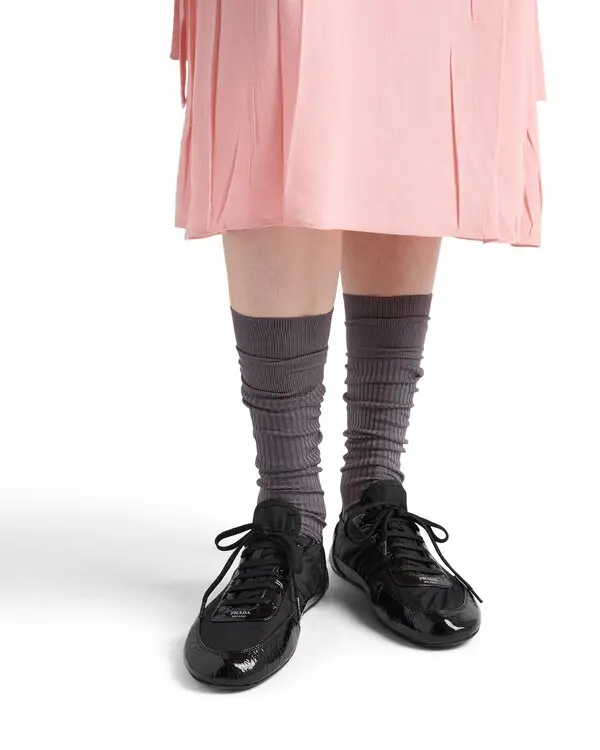Prada Collapse Re-nylon And Leather Sneakers - Black