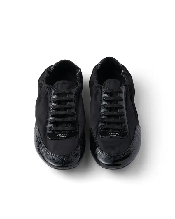 Prada Collapse Re-nylon And Leather Sneakers - Black