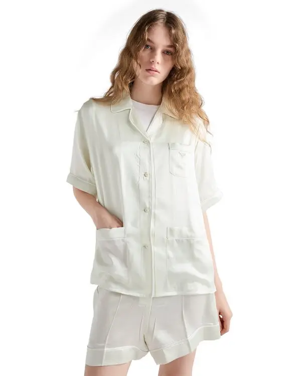 Prada Vintage-look Satin Pajaas With Shorts